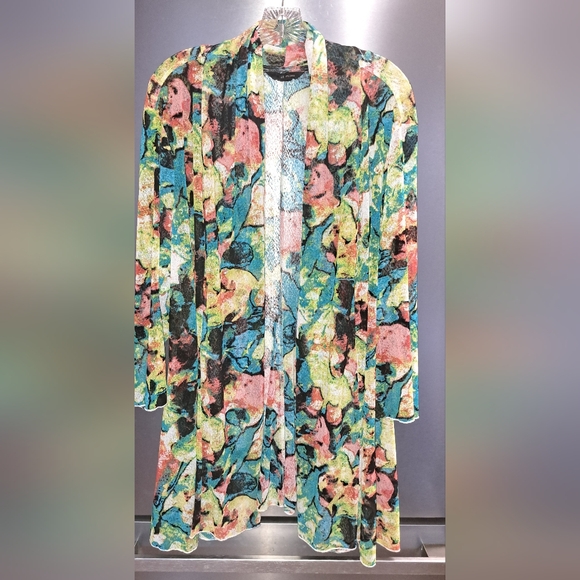 Ali Miles | Sweaters | Ali Miles Sheer Open Front Cardigan Water Color ...